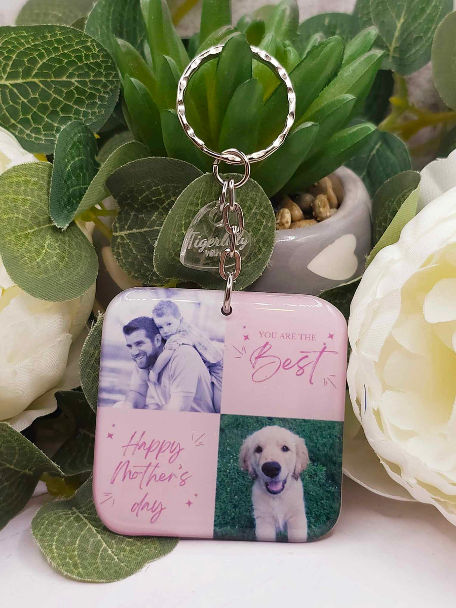 Happy mother's day. personalised 2 photo square keyring, verse keyring – Tigerlilly With Love