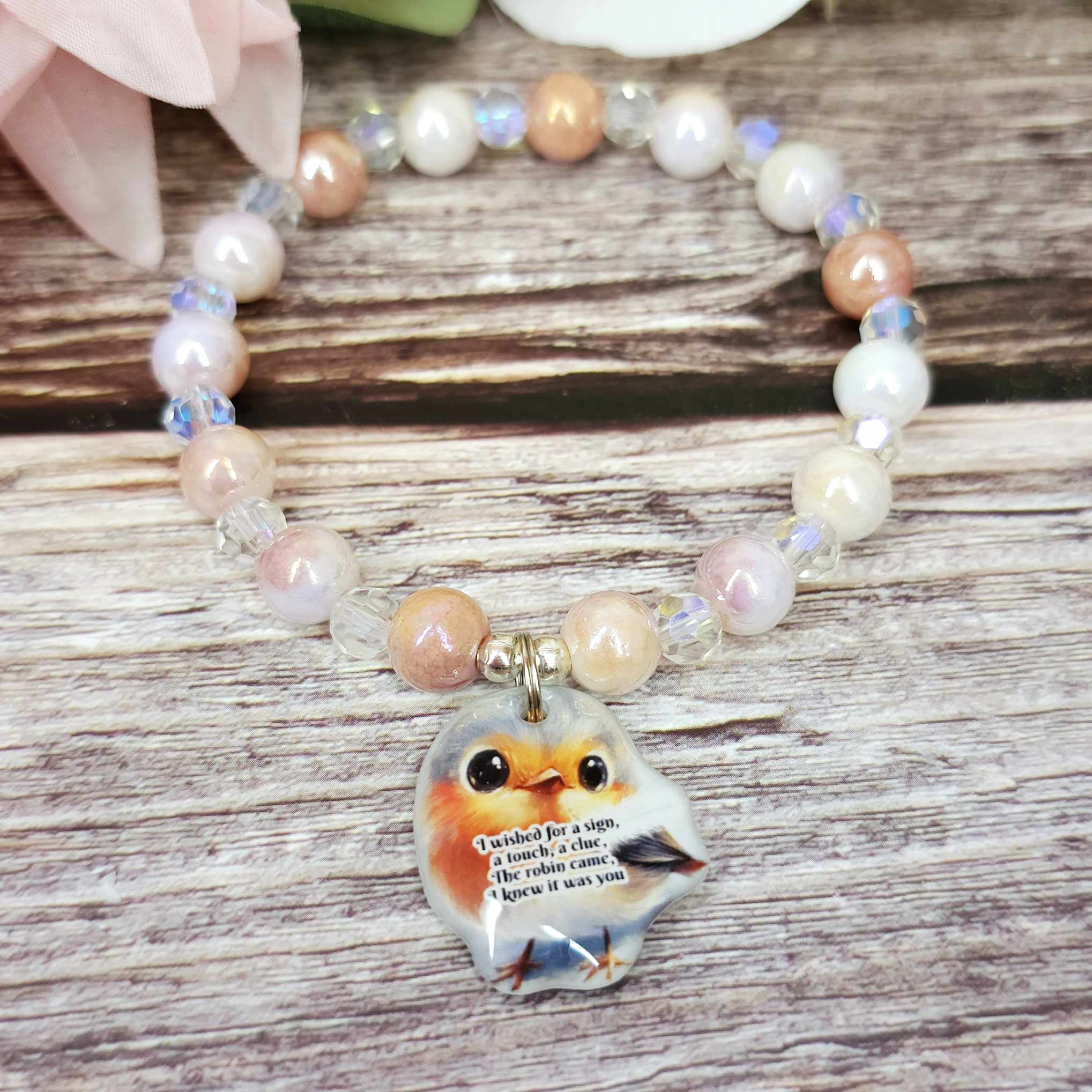 17 cm i wished for a sign robin charm bracelet (50a) – Tigerlilly With Love